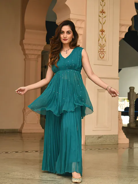 Rama Green Color New Trendy Sharara Suit